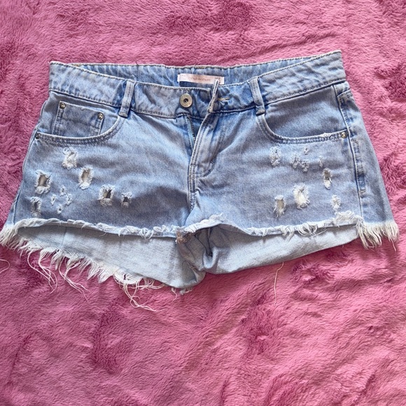 Zara | Shorts | Zara Light Blue Distressed Jean Shorts | Poshmark